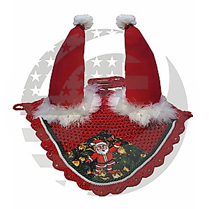Santa Claus Horse Ear Bonnet/Net/Hat/Hood/Mask Fly Veil in 2 Styles (Full, Sublimated Santa)