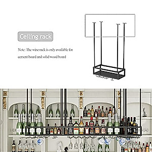 Black Wine Rack Wine Bottles Display Racks Glass Goblets Storage Shelf Ceiling Hanging Holder Wall Mounted Iron Shelving for Under Cabinet, Kitchen, Bar, Restaurants (Size : 120x25