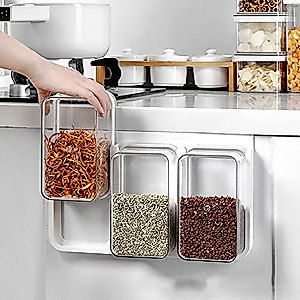 Cabinet hanging sealed cans food grade large capacity miscellaneous grain storage tank rectangular transparent moisture-proof storage box (3, send storage]