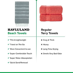 HAVLULAND Pack of 2 Turkish Beach Towels,100% Cotton Super Absorbent Beach Towel Extra Large Lightweight Beach Blanket - Silver