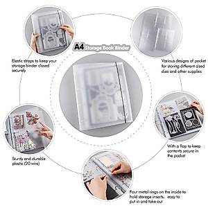 10 Sheet Binder Pockets Inserts with Two pockets A4 Size 4 Hole Binder Folder for Dies and Stamps Storage,Waterproof PVC Clear Bags Protectors for Cutting Dies Stencil Album Stamp Crafts Storage