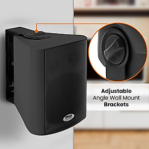 Pyle 6.5'' Wireless BT Streaming Speakers - Pro-Active, Wall Mountable, 100W MAX w/ 2-Way Full Range Stereo Sound Reproduction, Built-in Digital Sound Amplifier, Pair, Elegant Black Color - PDWR69BTB