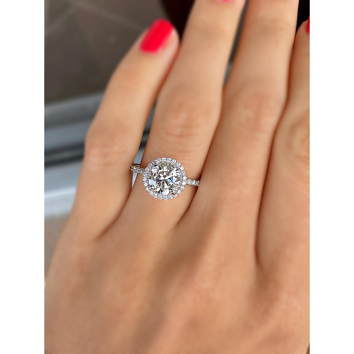 JustGift 925 Sterling Silver Cubic Zirconia Engagement Ring Promise Ring For Birthday Thanksgiving Anniversary Christmas Gift Sparkling ideal gift Women Size 3-12 (Halo Ring 2 ct, Size 11)