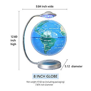 Floating Globe, 3D Rotation with Led Magnetic Levitation Globe, Floating World Map for Learning and Education, Home Desk Decoration, Creative Gift Decoration