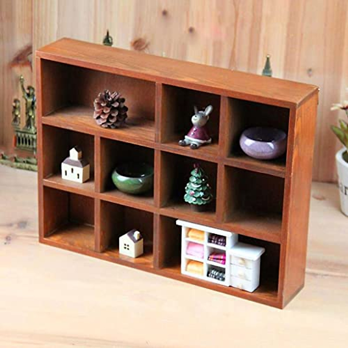 ＫＬＫＣＭＳ Hanging 10 Grid Wall Shelf for Trophy Photo Frames Collectibles Display