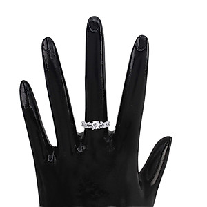 0.38 Carat Round White Cubic Zirconia Infinity Enhancer Guard Ring 14K White Gold Over Sterling Silver Ring Size- 5.5