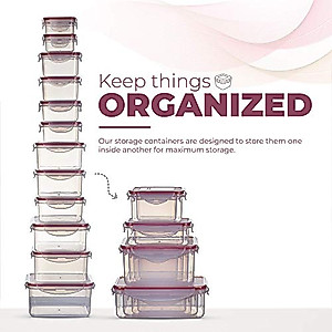 SEALCO Food Storage Containers with Lids – 12 Pack Set (24 Pieces Total) -Reusable Plastic Containers – BPA-Free, Stackable, Microwave, Dishwasher, Freezer Safe – Airtight