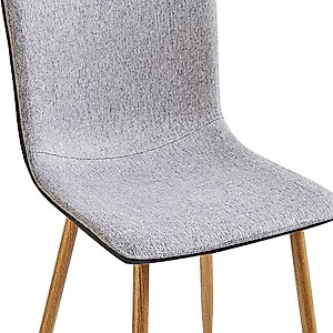 FurnitureR Scandinavian Dining Chairs Set of 4,Side Chairs with Comfy Fabric Cushion PU Back and Sturdy Oak Legs, Accent Chairs for Kitchen Living Dining Room Waiting Room,Grey