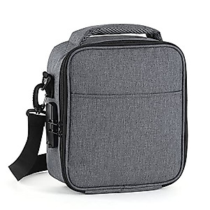 Insulated Lunch Bag for Men Aldult Women - Lunch Box with Combination Lock Soft Reusable Cooler Bag for Office Work School (Grey)