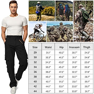 Men's BDU Casual Military Pants, Tactical Wild Army Combat ACU Rip Stop Camo Cargo Work Pants Trousers with 8 Pockets #7533 Black 38