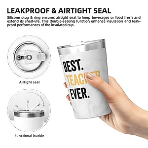 Best Teacher Ever Gift for Teacher Family Party Insulated Stainless-Steel Tumbler - 12oz Coffee Tumbler with Flip-Top Lid - Travel Coffee Mug - Vacuum-Tumblers Keep Hot & Cold - For Home Office-H