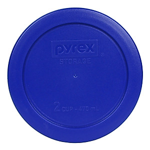 Pyrex 7200-PC 2 Cup Cadet Blue Round Plastic Food Storage Lid - 2 Pack