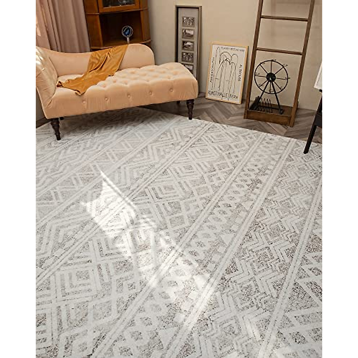 Boho Area Rug 5x7 Feet Modern Area Rug Neutral Carpet for Bedroom Decor, Livingroom Decoration Ideas, Play Room