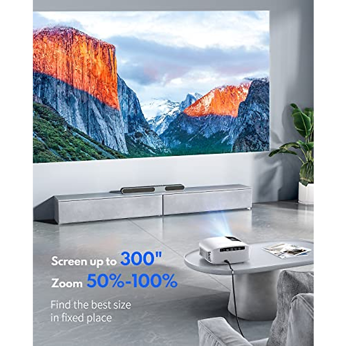 5G WiFi Bluetooth Projector Native 1080P, GooDee Outdoor Movie Projector with 300" Display Video Projector with Zoom & 4 Point Keystone for TV Stick, iOS, Android Dolby Audio & 4K Projector Support