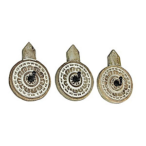 Things2Die4 Set of 3 Hand Carved Wooden Wall Hooks Decorative Floral Coat Towel Hanging Art Brown One Size