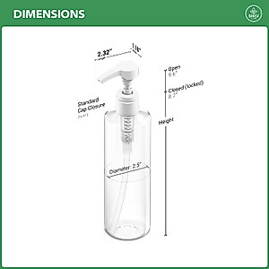 Bar5F 16-Ounce Pump Bottles for Shampoo and Conditioner BPA_Free Heavy-Duty Cristal-Clear Lotion Body Wash, 2-Pack