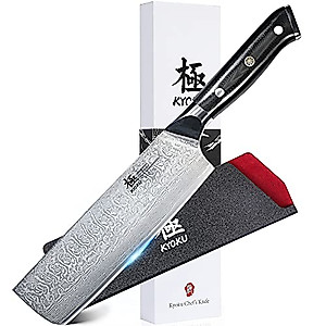 KYOKU Nakiri Knife - 7" - Shogun Series - Japanese VG10 Steel Core Damascus Blade - with Sheath & Case