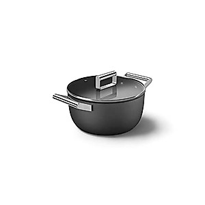 SMEG 8 PC Non Stick Cookware Set Black, 3 QT Sauce pan w/lid, 4 QT Deep Pan, 9.5" Fry Pan, 11" Fry Pan, 5 Qt Casserole