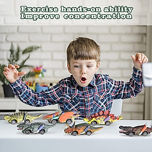 Jaolex Dinosaur Toys Pull Back Car for Kids 6 Pack, Dino Cars Toys Vehicles Monster Truck for Boys Girls, Mini Animal Push Back Cars Dinosaur Games with T Rex for Toddlers Ages 3,4,5,6 7 8 Year Old