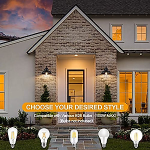 Outdoor Wall Lights - 2-Pack Black Wall Sconces, Farmhouse Barn Lights, Modern Indoor Wall Mount Lighting Fixtures with E26 Socket, Anti-Rust Waterproof Exterior Wall Lantern for Patio Porch Doorway