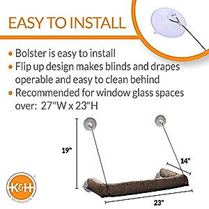 K&H PET PRODUCTS EZ Mount Kitty Sill Deluxe with Bolster Window Sill Cat Bed, Cat Window Hammock, Sturdy Cat Window Perch, Cat Window Bed Cat Furniture, Cat Hammock for Window Cat Perch - Chocolate