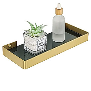 Alise Glass Shelf Bathroom Shelves Wall Mount 12 Inch,GDL3300-G SUS 304 Stainless Steel Brushed Gold Finish