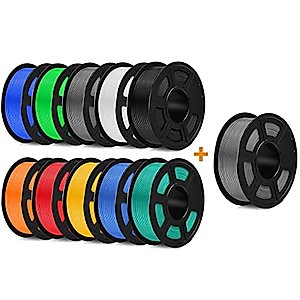 SUNLU PLA+ Filament 1.75mm 10KG PLA Plus 3D Printing Filament for 3D Printer & 3D Pens Tolerance Accuracy +/- 0.02 mm, 11x1KG (10 Colors)