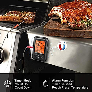 Te-Rich Wireless Meat Thermometer, Bluetooth Digital Food Grill Thermometer [Oven Safe/Timer/App Connected/] with 6 Temperature Probe for Smoker Grilling BBQ Turkey Kitchen Cooking Thermometer