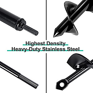 Auger Drill Bit for Planting Garden Auger Spiral Drill Bit Post Hole Digger Bulb Planter Tool 1.6"X9" 3"X12" and 1.6"X16" for Bulb Planting, Hole Digger, Tulip Bulbs and Umbrella Holes
