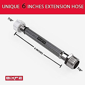 THU9090R 6 Inches Hose Extension for TOTO C110/E200/S300/S400 WASHLET, 7/8 Male to 7/8 Female,Stops Leaking of Bidet Sprayer T Adapter Connection to Toilet Tank