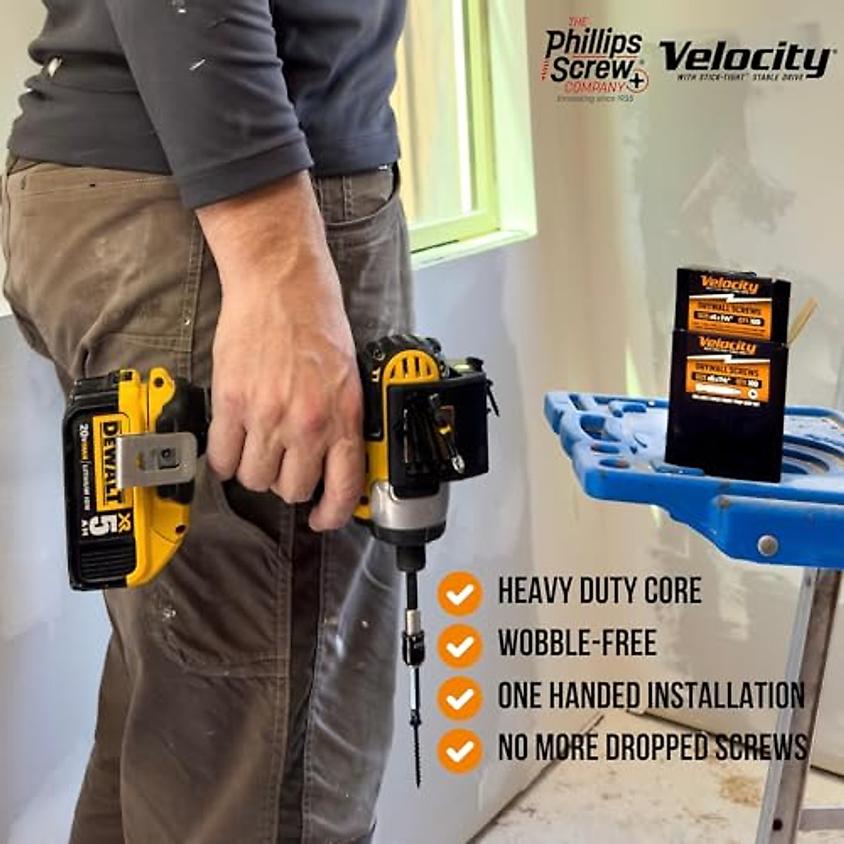 Velocity 1 1/4 Drywall Screw Set (Size #6) - Black Phosphate Coated and Stick-Tight™ PSD® ACR® Drive Bit (400 Count)