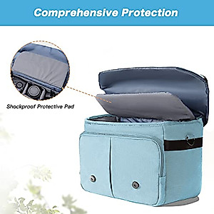 MOSISO Camera Case Crossbody Shoulder Messenger Bag, DSLR/SLR/Mirrorless Photography Vintage PU Leather Flap Gadget Bag with Rain Cover Compatible with Canon/Nikon/Sony Camera and Lens, Air Blue