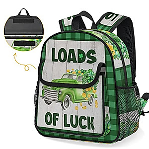 YPPAHHHH Toddler Backpack St Patricks Quote Loads Of Luck Kids Backpacks for Boys Girls Preschool Bags with Chest Strap and Names Tag, Lightweight Nursery Rucksack