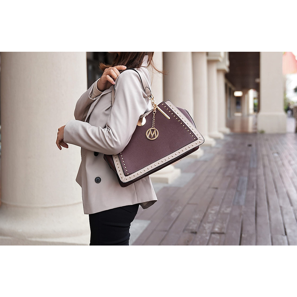 MKF Collection Crossbody Satchel bags for Women, Pu Leather Shoulder PocketBook Handbag Lady Top Handle Purse