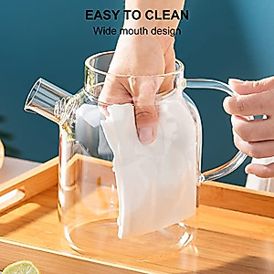 PARACITY Glass Pitcher 61 oz/ 1.8 L, Water Pitcher with Lid and Filter, Iced Tea Pitcher with Large Spout, Easy to Clean High Borosilicate Glass Pitcher for Lemonade, Juice, Drinks, Hot/Cold Water