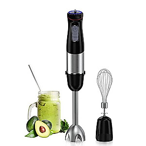 Immersion Blender, 2-in-1 Multi-Purpose Hand Blender, 500W Multifunctional Hand Blender with Whisk, 6-Speed and Turbo Mode, 304 Stainless Steel Handheld Stick Blender for Smoothies, Puree Baby Food and Soups