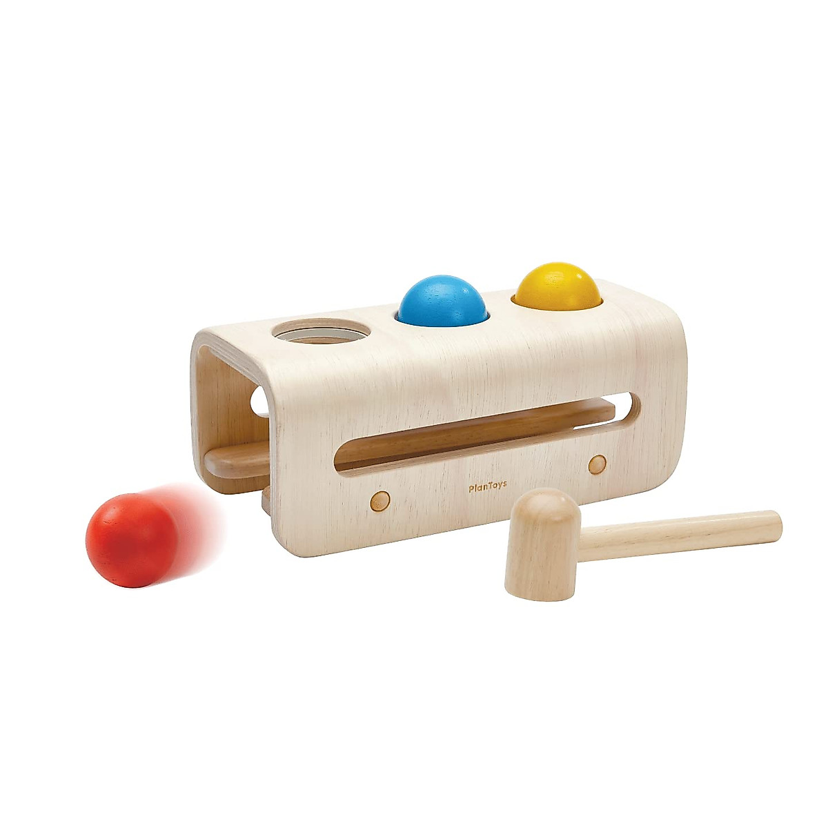 PlanToys Wooden Hammer Balls Pounding and Hammering Toy (5396) | Sustainably Made from Rubberwood and Non-Toxic Paints and Dyes