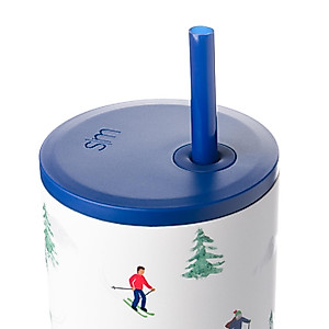 Simple Modern 30 oz Tumbler with Handle and Straw Lid | Insulated Cup Reusable Stainless Steel Travel Water Bottle Cupholder Use | Gifts for Women Him Her | Trek Collection | Downhill Skiing