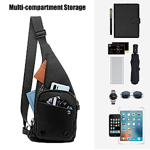 Long Keeper Sling Slim Bag - Casual Women Men Crossbody Daypack Lightweight Hiking Running Travel Waterproof Chest Bag (Black)