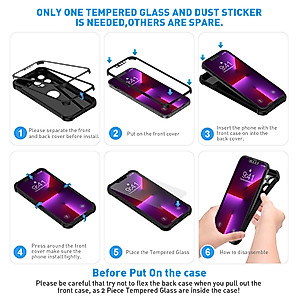 ORETECH for iPhone 13 Pro Max Case, with [2 x Screen Protectors] [15 Ft Military Grade Drop Test] [Camera Protection] 360° Shockproof Slim Thin Phone Case for iPhone 13 Pro Max Cover 6.7" - Black