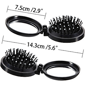 2 Pack Foldable Travel Mirror Hair Brushes Round Portable Folding Pocket Hair Brush Mini Hair Comb Compact Travel Size Hair Massage Comb for Men Women and Girls