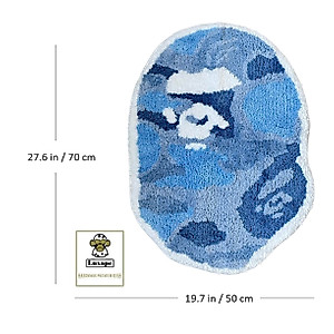 Luxape Bape Rug - Camo Blue - Handmade & Premium- 28in W * 20in L (70 * 50cm) - Hypebeast Rug - Hypebeast Rug Decor - Living Room, Bedroom, Children Room, Door mat - A Bathing APE Rug