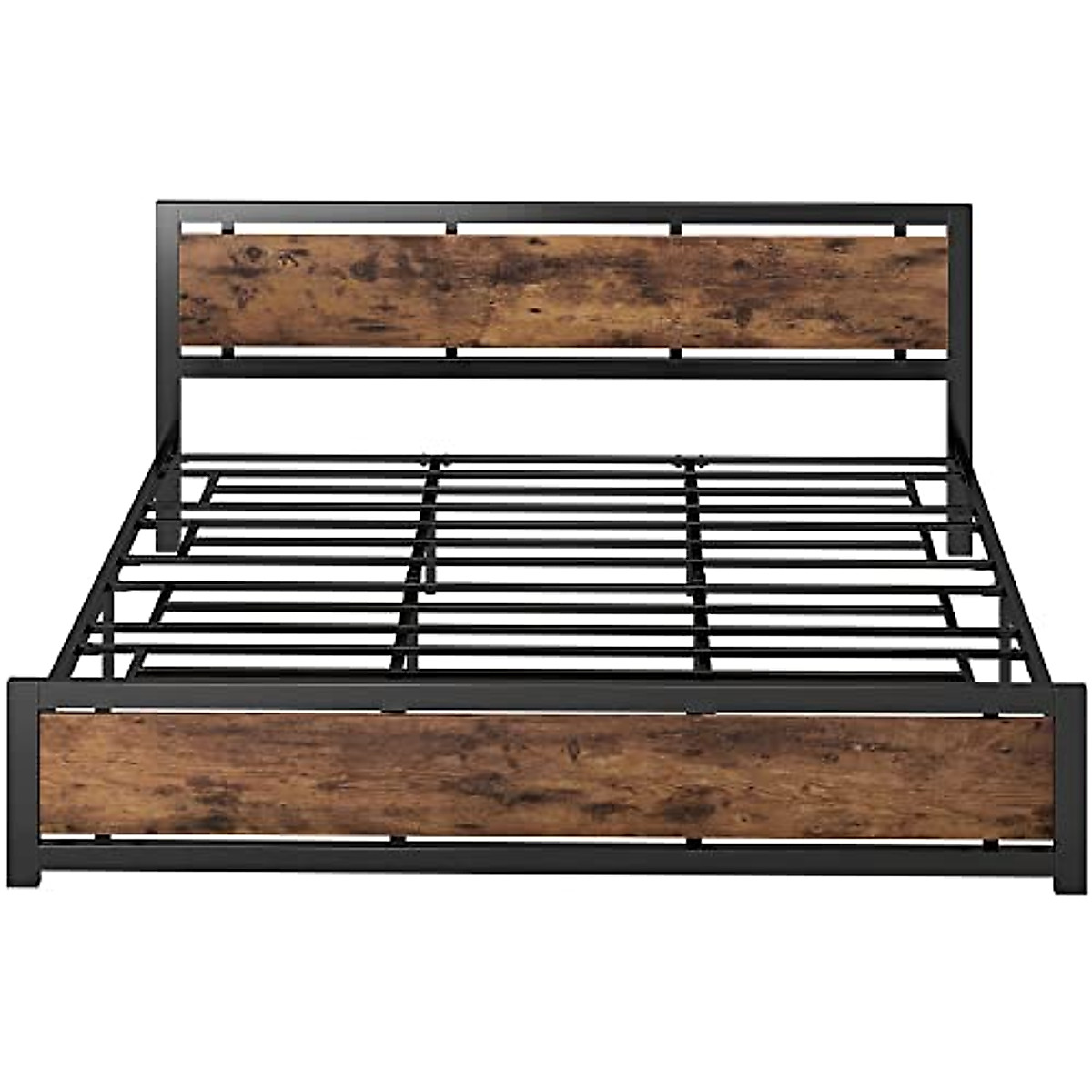 LIKIMIO King Bed Frame, Platform Bed Frame King with Industrial Wood Headboard and 12 Strong Support Metal Legs, Easy Assembly, Noise-Free, No Box Spring Needed