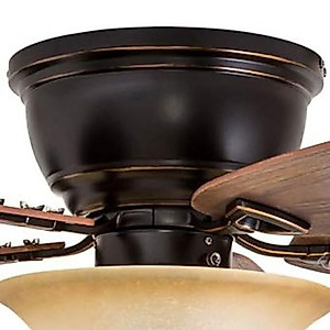 Honeywell Ceiling Fans Glen Alden, 52 Inch Classic Flush Mount Indoor LED Ceiling Fan with Light, Pull Chain, Quick-2-Hang Dual Finish Blades, Reversible Motor - 50517-01 (Oil Rubbed Bronze)