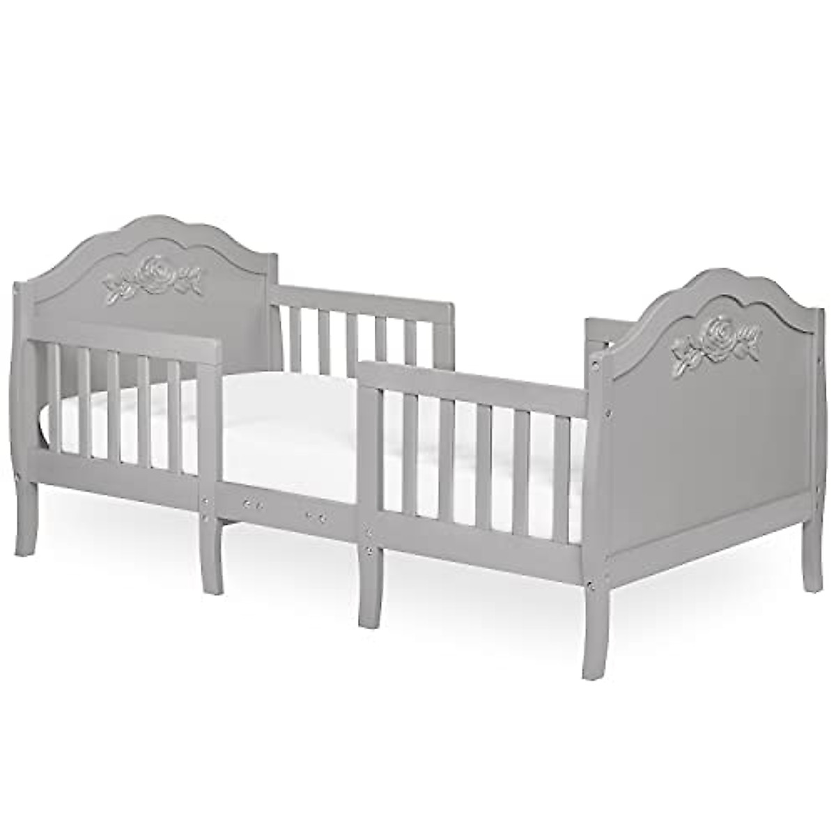 SweetPea Baby Rose 3-in-1 Convertible Toddler Bed in Platinum, Greenguard Gold Certified, JPMA Certified, Safety Rails, Made of Sustainable New Zealand Pinewood