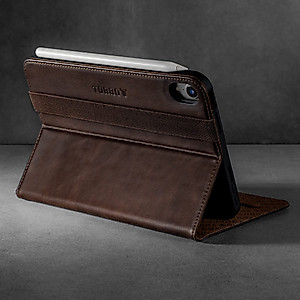 TORRO Case Compatible with iPad Mini 7/6 – Genuine Leather iPad Mini 7th / 6th Generation (2024/2021) Cover with Stand Function, Apple Pencil Connectivity and Wake Sleep Function (Dark Brown)