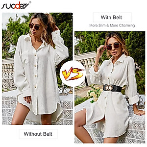 SUOSDEY 3 Pack Women Wide Elastic Stretchy Belt Vintage Cinch Belt Waistband for Dresses