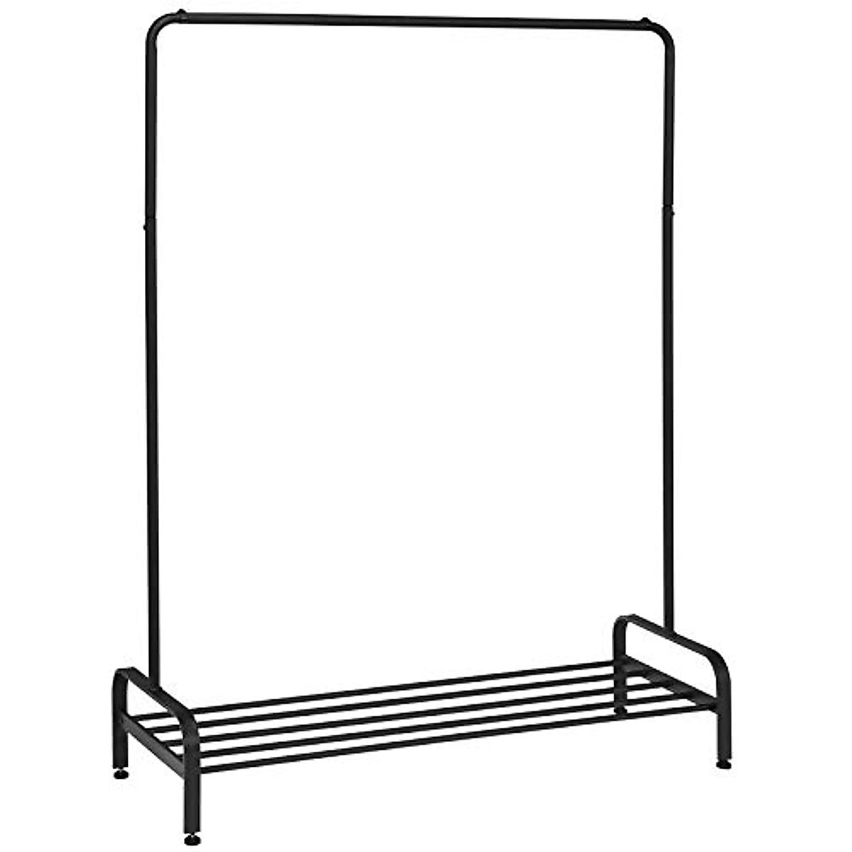 Tangkula Metal Garment Rack, Heavy Duty Clothes Stand Rack with Top Rod & Lower Storage Shelf for Boxes & Shoes, Industrial 2 in 1 Space-Saving Design Clothes Rack with Anti-Slip Stoppers (Black)