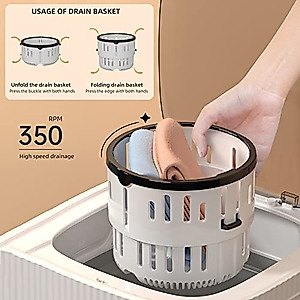 9L Portable Washing Machine, Folding Washing Machine Small Clothes Washer High Capacity Mini Washer for Apartments, Dormitories, Camping, Travel