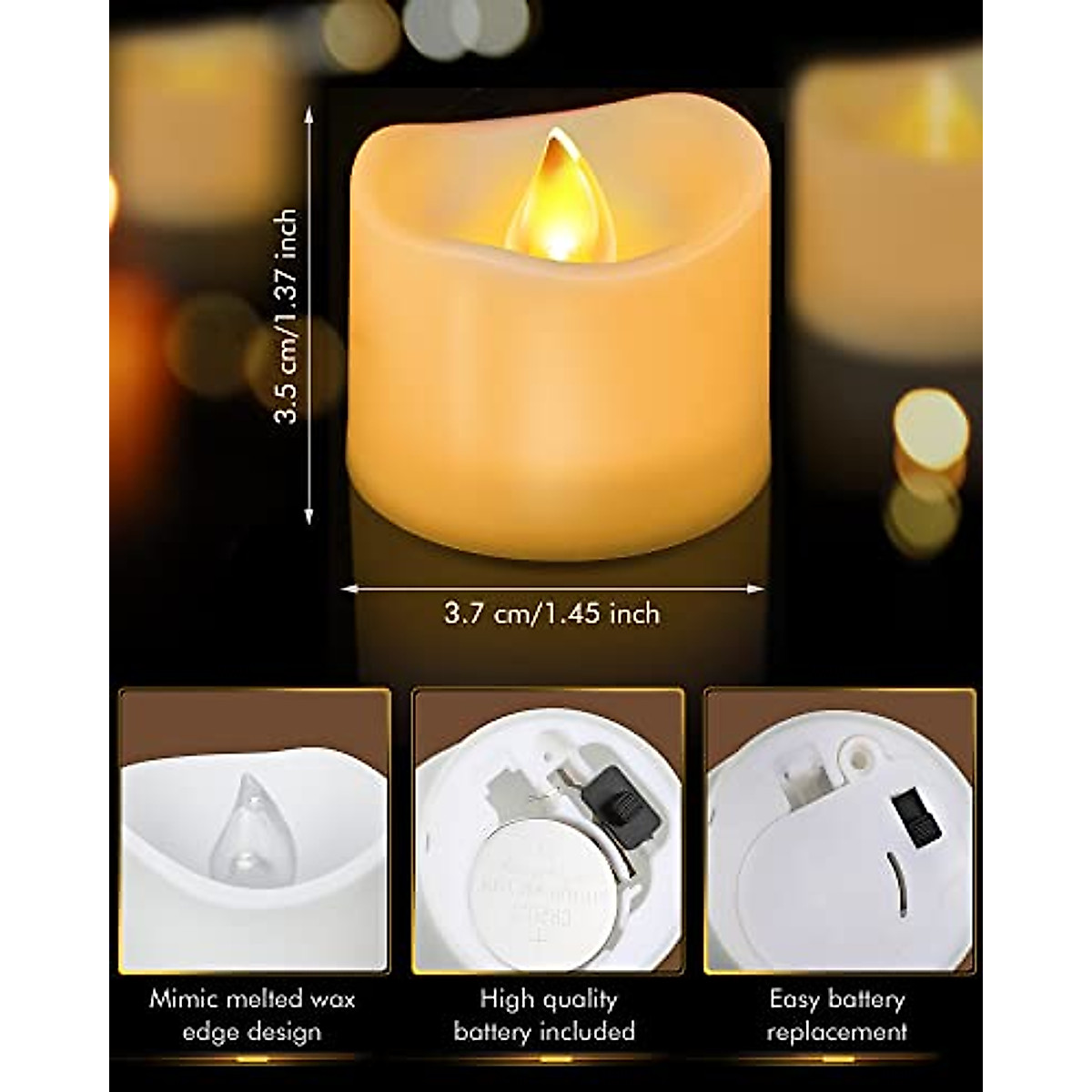 Hortsun 120 Pieces Flameless Tea Lights Candles Longer Battery Operated Votive Led Candles Flickering Romantic Tealights for Seasonal Festival Celebration Decor (Warm White)